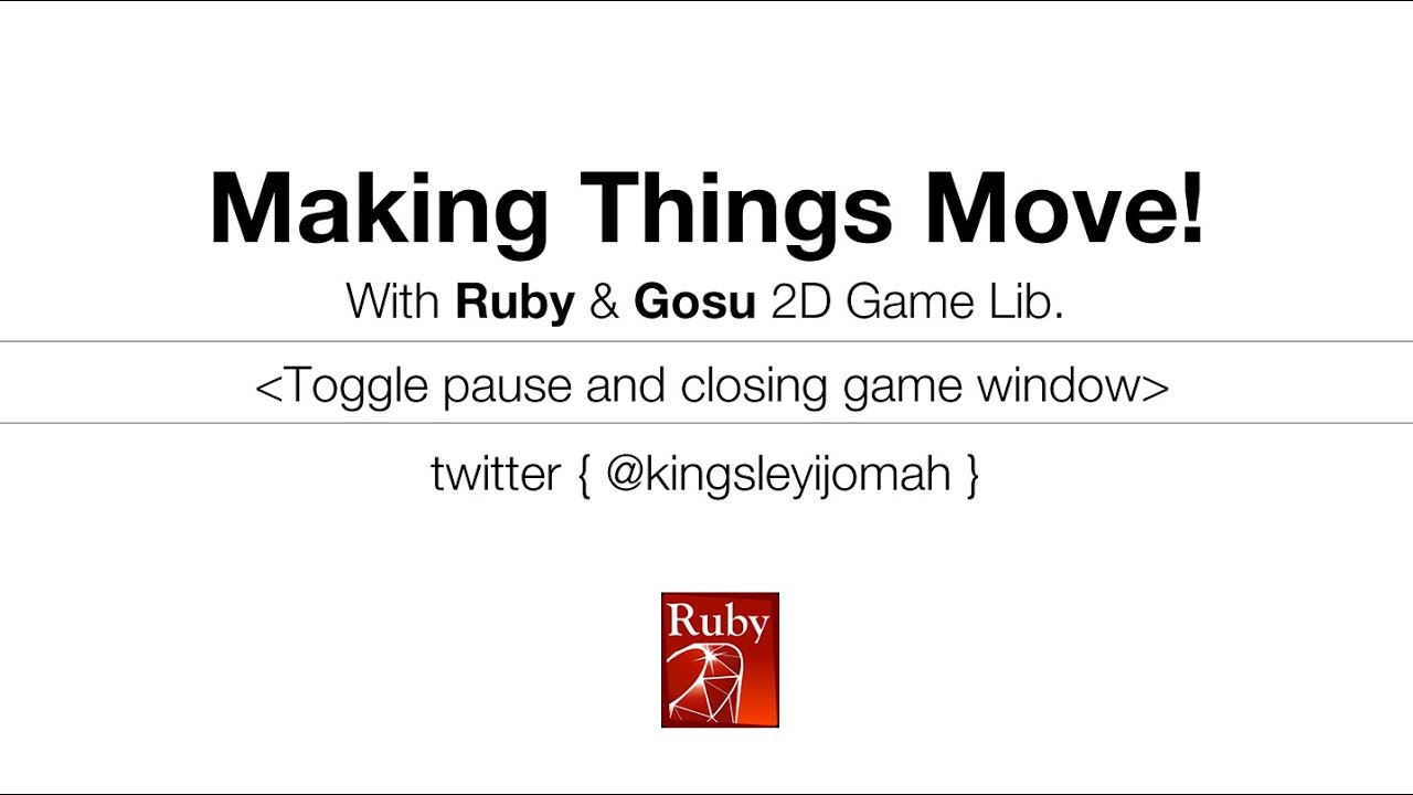 Learn how to code a pause and close game window methods with Ruby and Gosu - YouTube