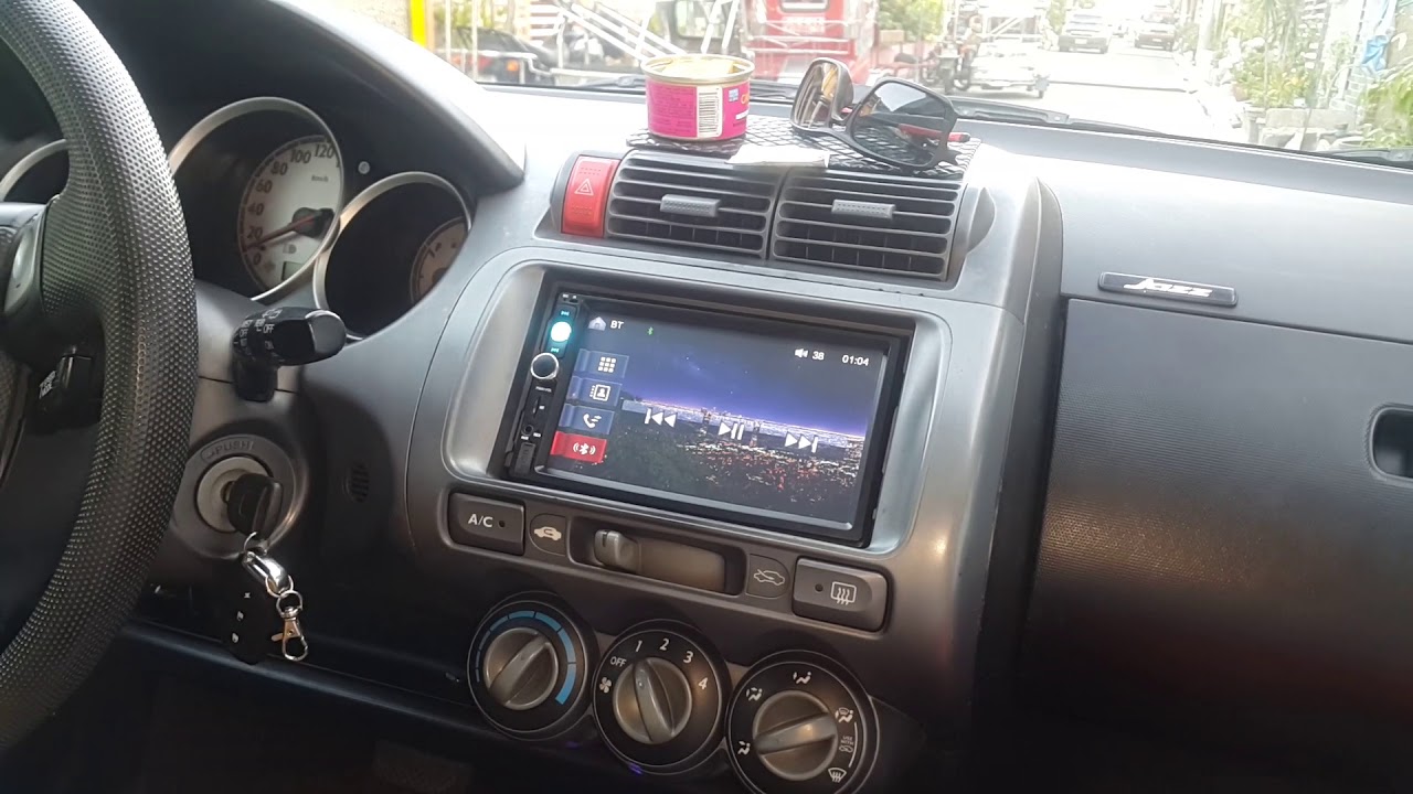 OEM type 2 DIN Headunit installed in Honda Jazz GD - YouTube