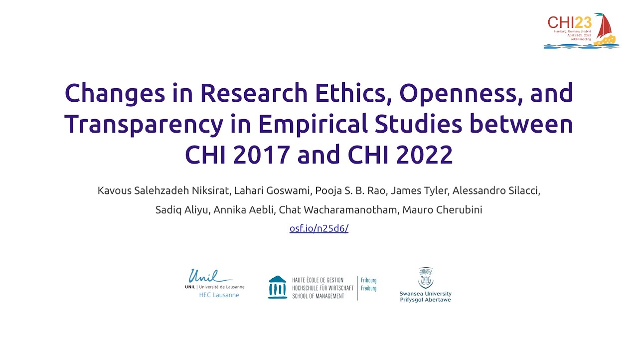 Changes in Research Ethics, Openness, and Transparency in HCI Empirical ...