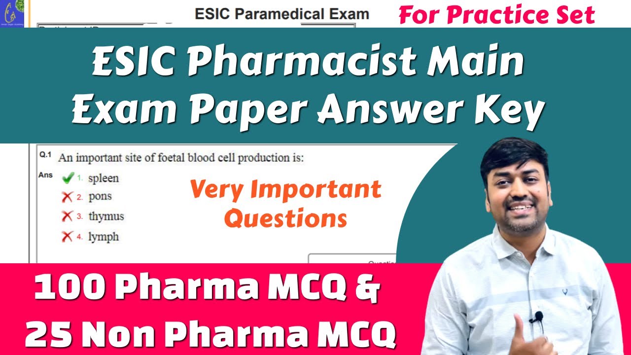 ESIC Pharmacist Main Exam Paper Date 26/02/2019 || Pharmacist Previous ...