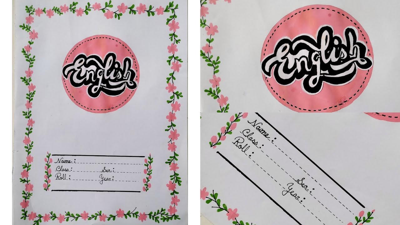 English cover page design with 2 color pens ll Assignment cover page ...
