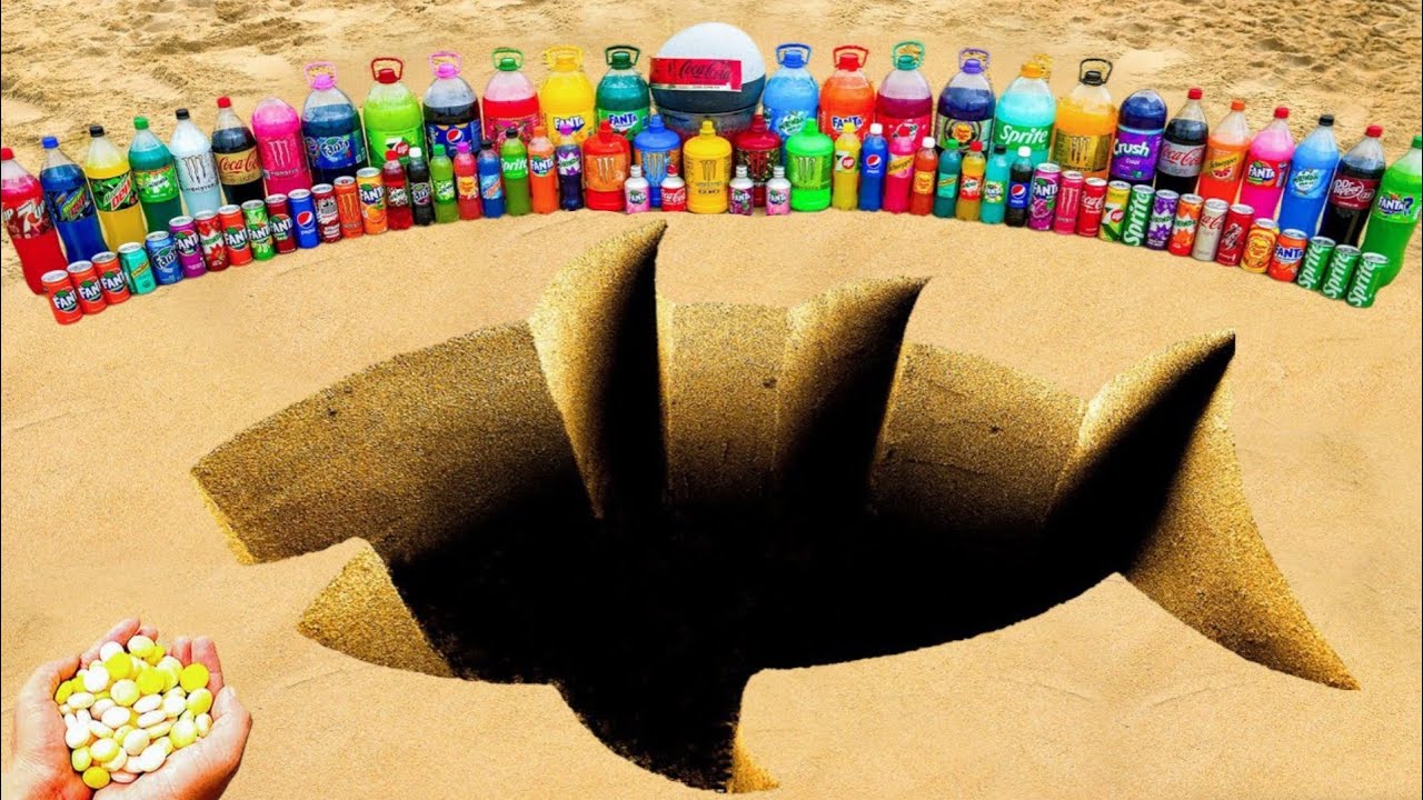 Giant Toothpaste Eruption from Big Coca-Cola_ Fanta_ Mirinda_ Pepsi and ...