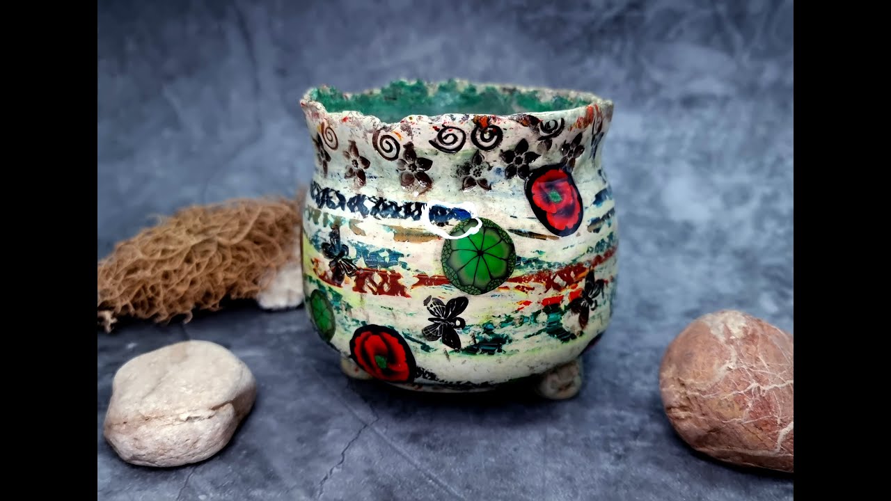 DIY Flower Pot from Clay "Love Everything Nature" from Polymer Clay ...