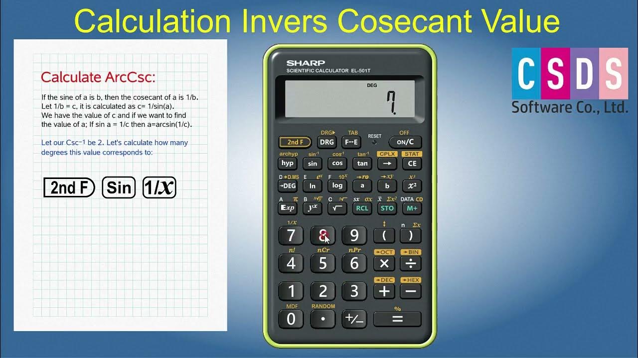 Sharp EL 501T Calculate of Invers Cosecant - YouTube