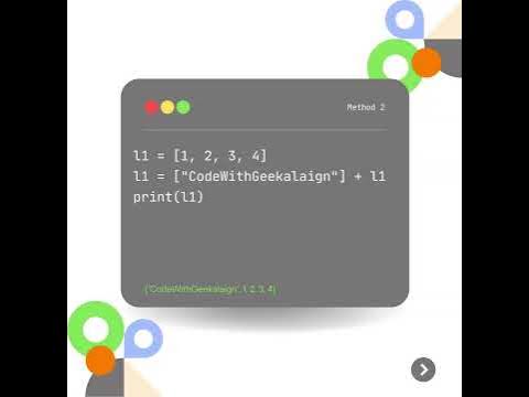 How to add element at the beginning of list using Python #codewithgeekalign #python - YouTube