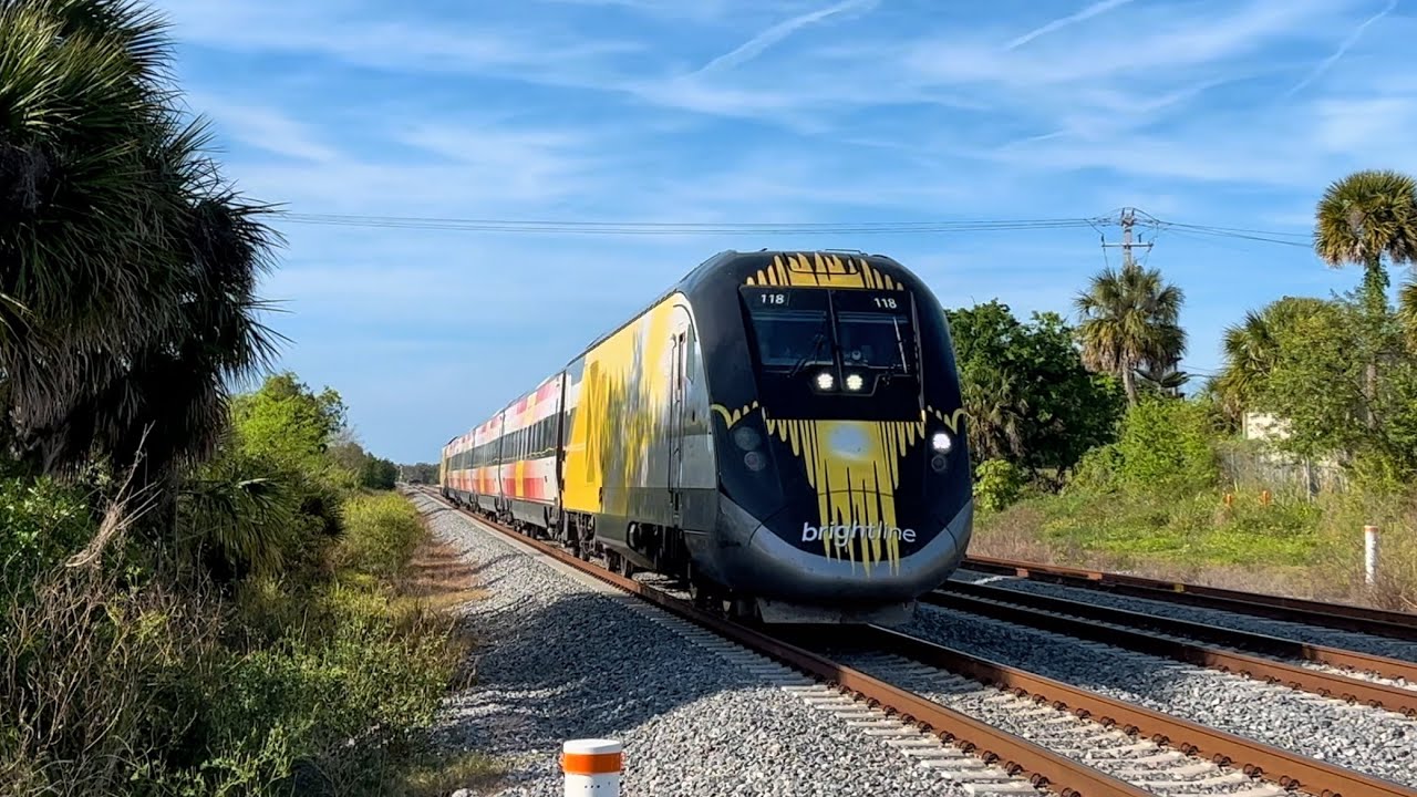 Fast Brightline Train at Cocoa Beach, FL - YouTube