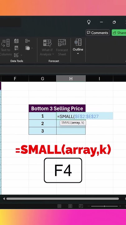 =SMALL() Function in Excel | Quick Tutorial | Raj Singh Microsoft Certified Trainer - YouTube