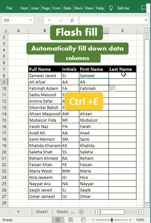 Flash Fill Columns😎 Autofill Excel Shorts Shortcuts That Speed Up Work 🚀 Youtube