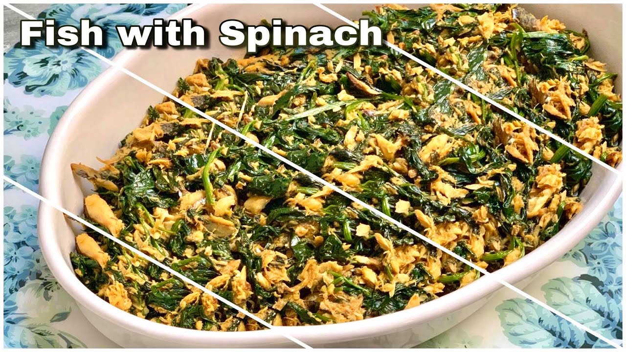 Quickest way to make Spinach with fish recipe | Mackerel fish with ...