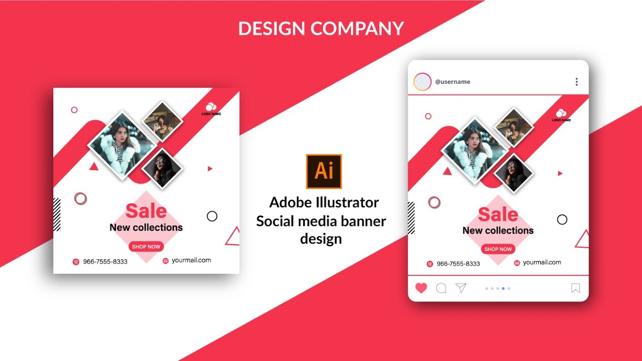 Social Media Post Design-How to Make Instagram Post in Illustrator ...
