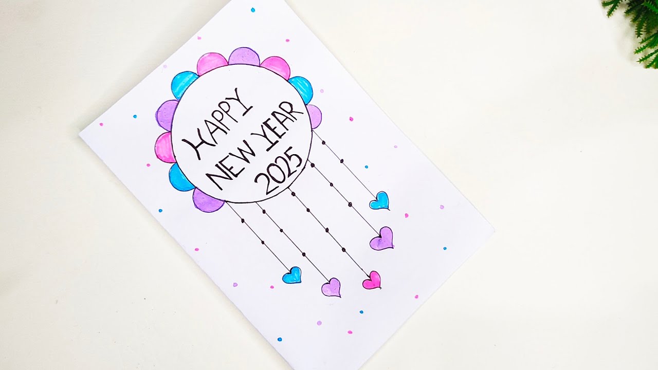 Happy New Year White Paper Card 2025 | How to Make New Year Greeting ...