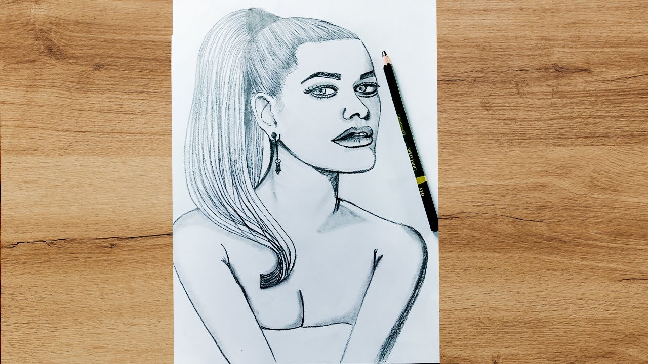 How to draw a girl with ponytail hairstyle step by step | Pencil Sketch ...