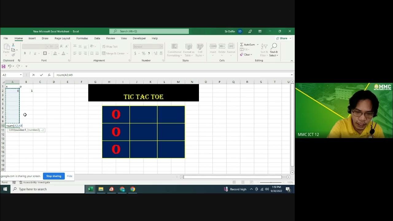 Tic Tac toe MS Excel 2021 - YouTube