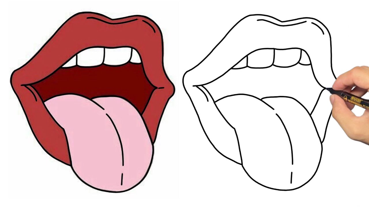 How to Draw a Mouth and Tongue | Step by Step - YouTube