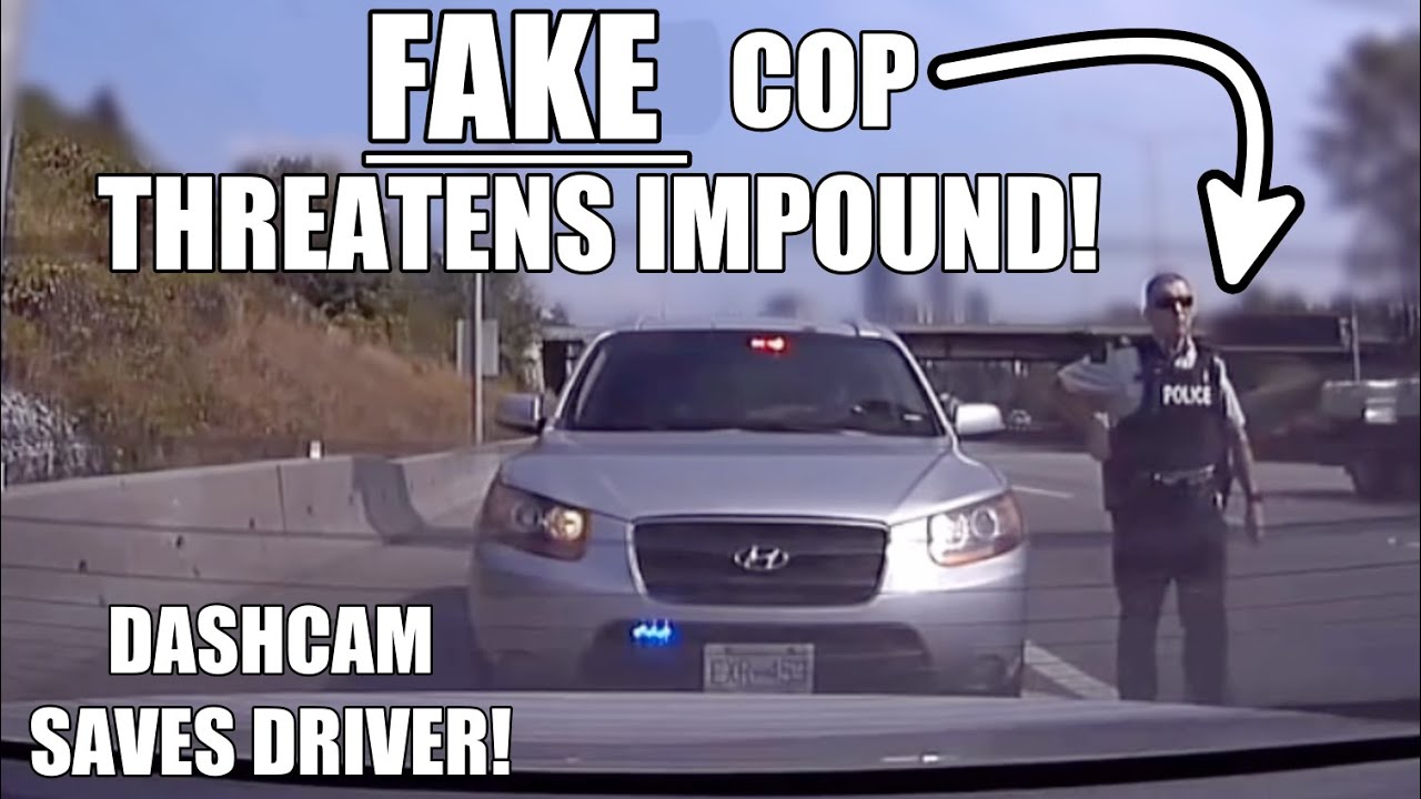 FAKE COP IN HYUNDAI THREATENS IMPOUND.. BUT DASHCAM SAVES DRIVER! - YouTube