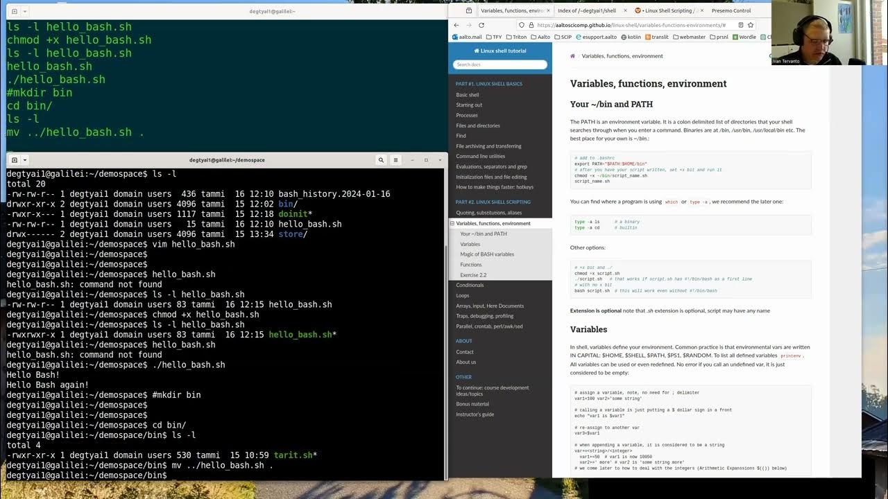 Day 1 (variables, functions, environments) - Linux shell scripting 2024 - YouTube