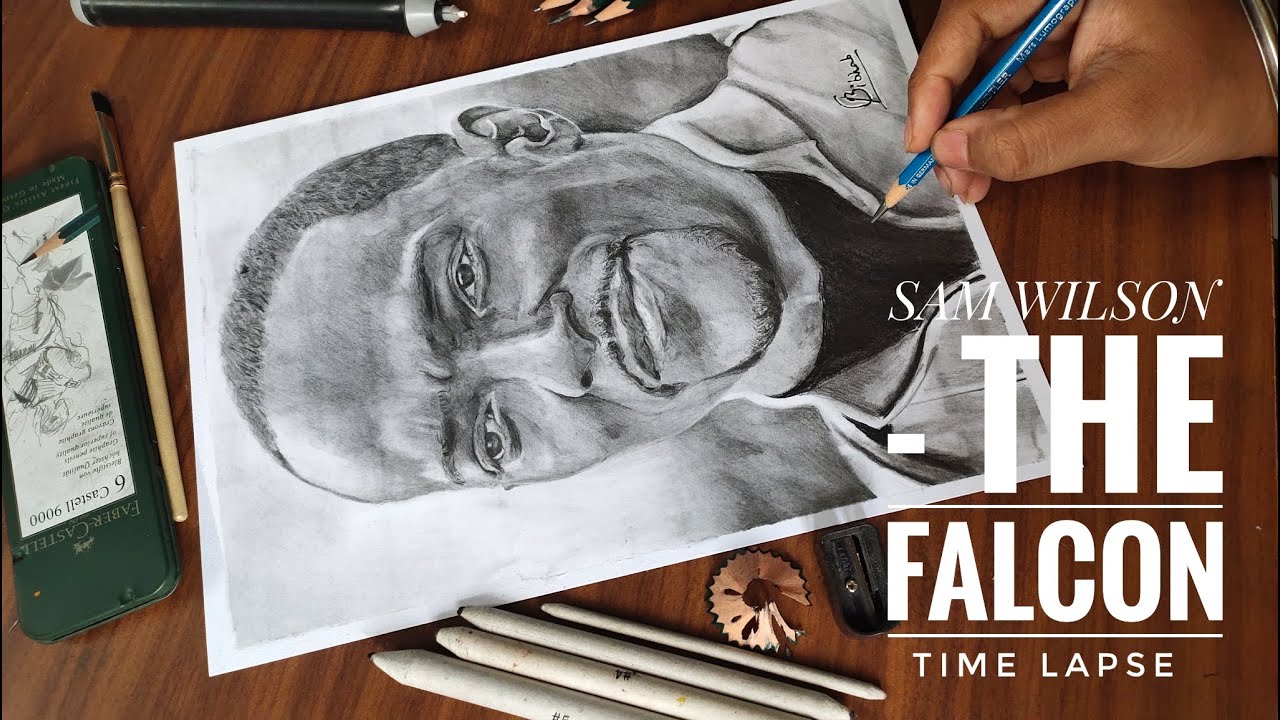 Drawing Sam wilson ( The Falcon)-Anthony Mackie- How to draw falcon ...
