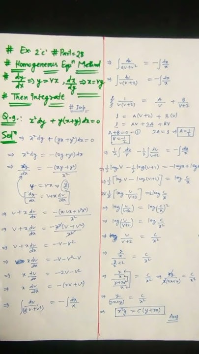 #bsc #differential euation Ex 2C question 9 solution detail ...