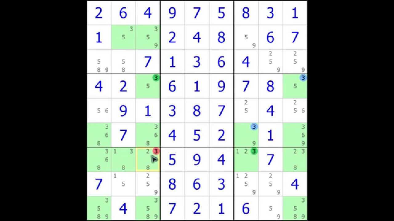Sudoku Demonstration - 2-String Kite Technique (Example 01) - YouTube