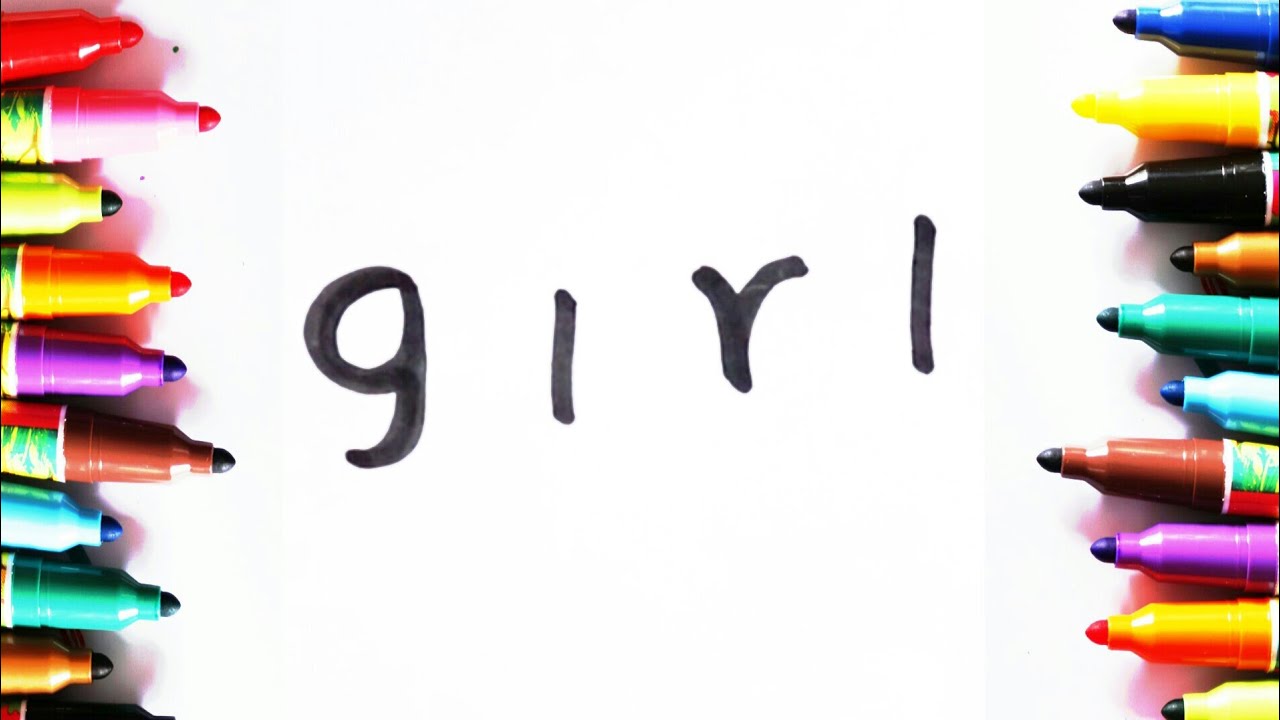 How girl Word Turns TO Beautiful Girl - step by step for kids Drawing ...