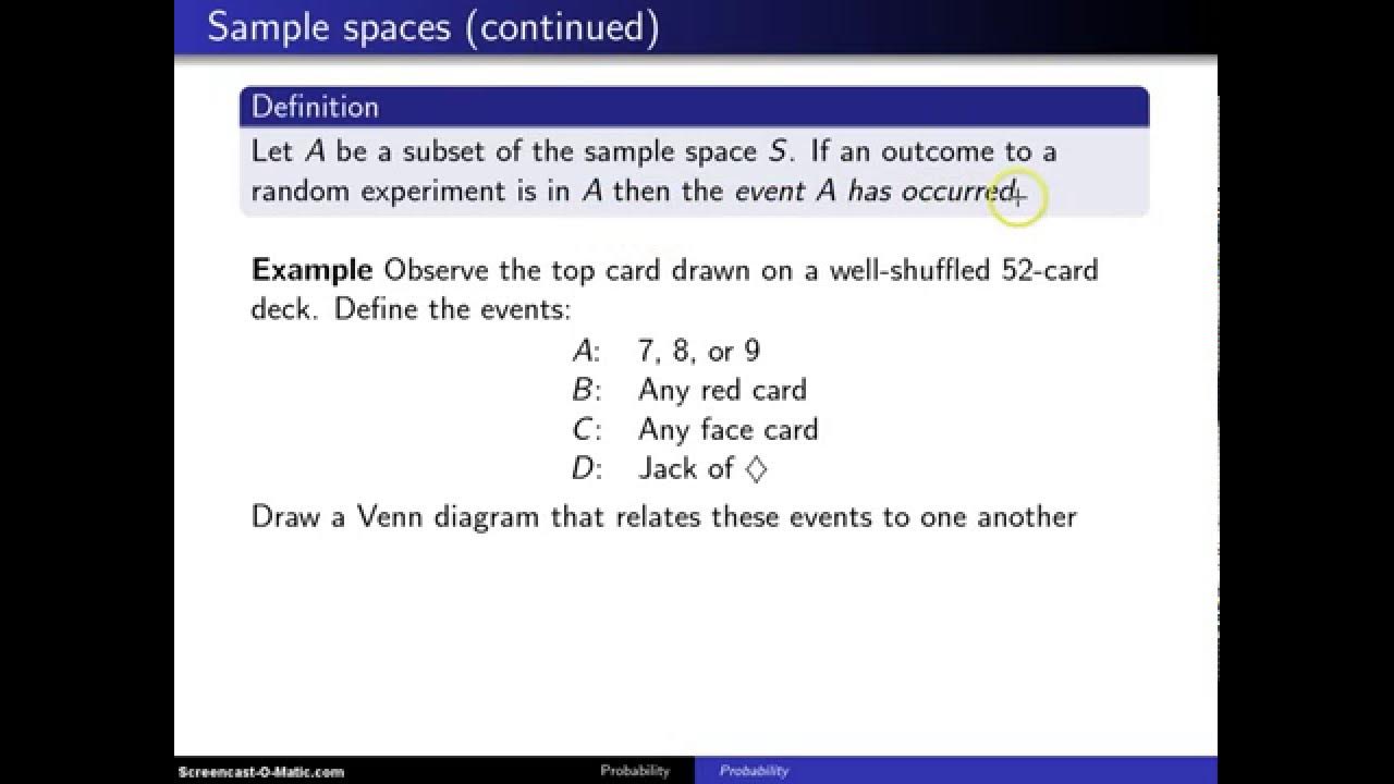 Sample space subsets -- events - YouTube
