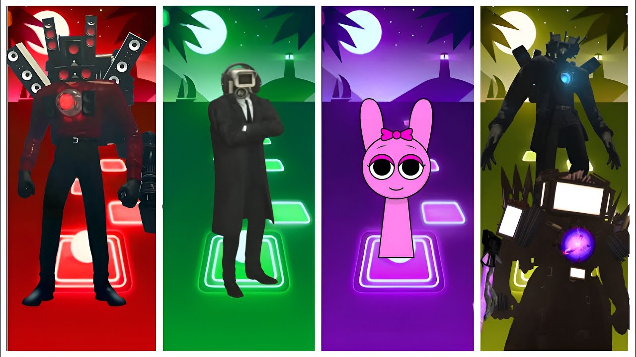 Tiles Hop - Speakerman VS Cameraman VS Sprunki VS Titans - YouTube