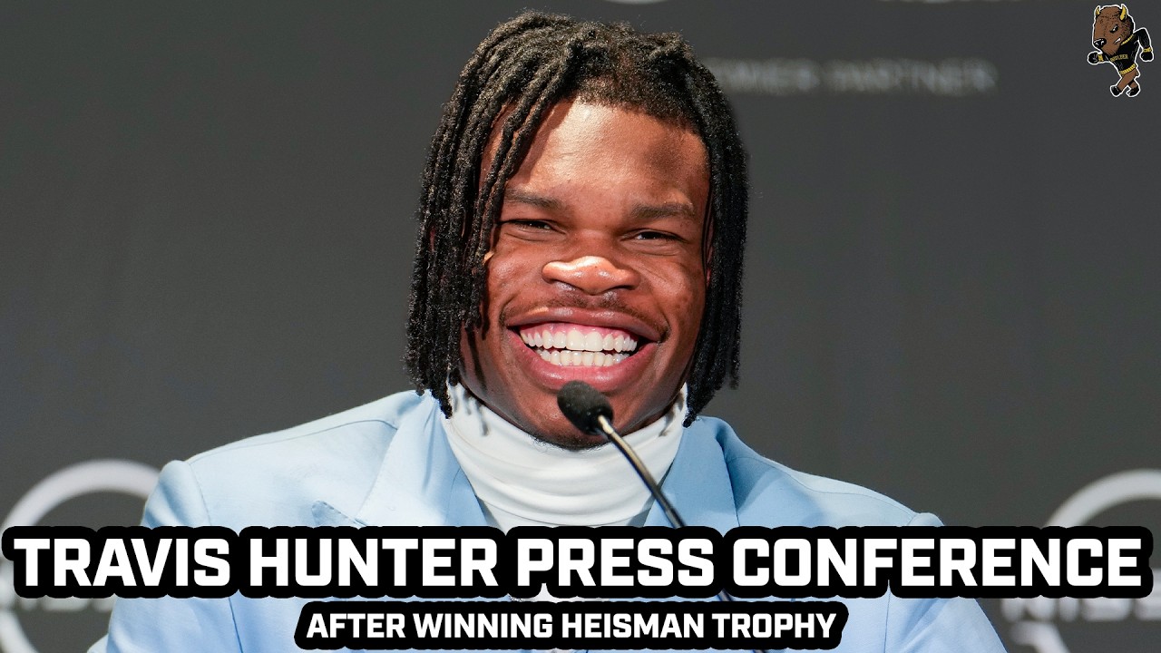 Travis Hunter Press Conference After Winning the Heisman Trophy - YouTube