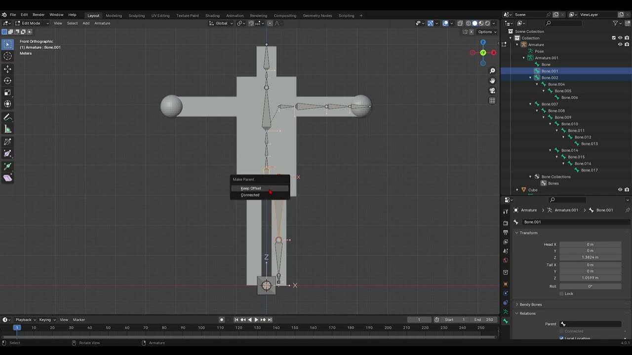 Blender IK Rigging 008 Parent Leg Pelvis Edit Mode Ctrl P Keep Offset - YouTube