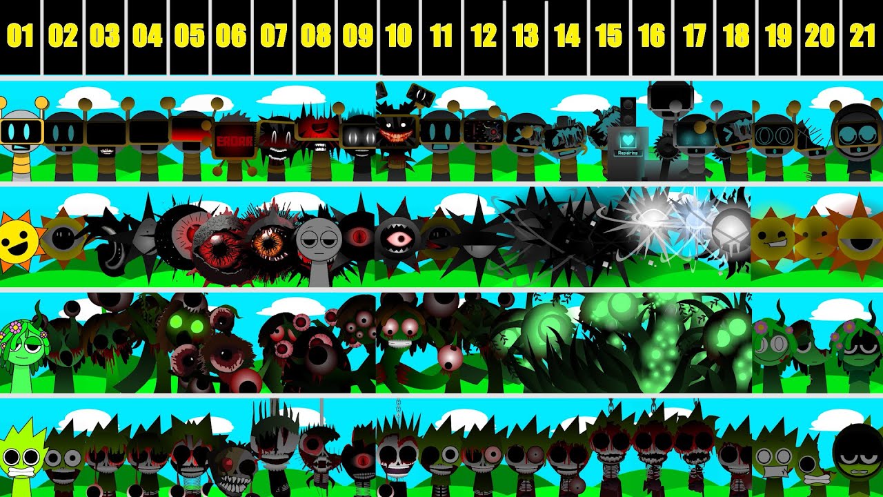 Incredibox Sprunki all in one ( Fun Bot, OWAKCX, Mr. Sun, Vineria ) 21 ...