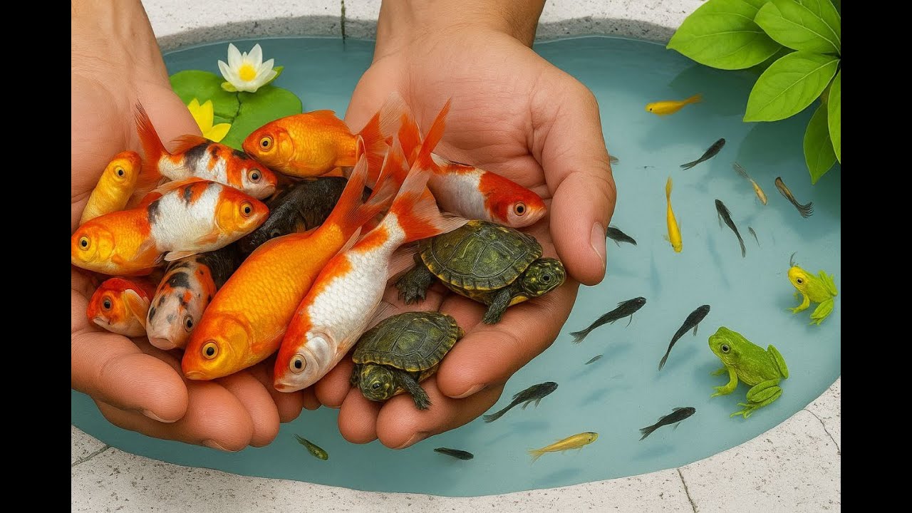 catch beautiful freshwater aquarium fish in flood fields after storm ...