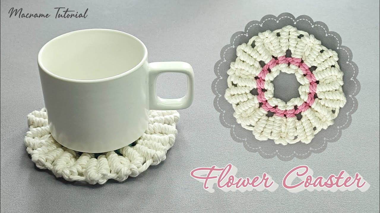How to Make Macrame Flower Coaster | Macrame Coaster Tutorial - YouTube
