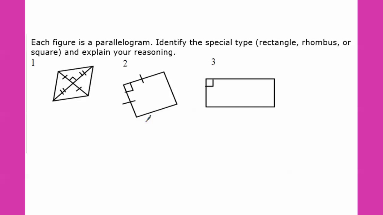 Unit 8 Day 2 - Rhombuses, Rectangles, and Squares - YouTube
