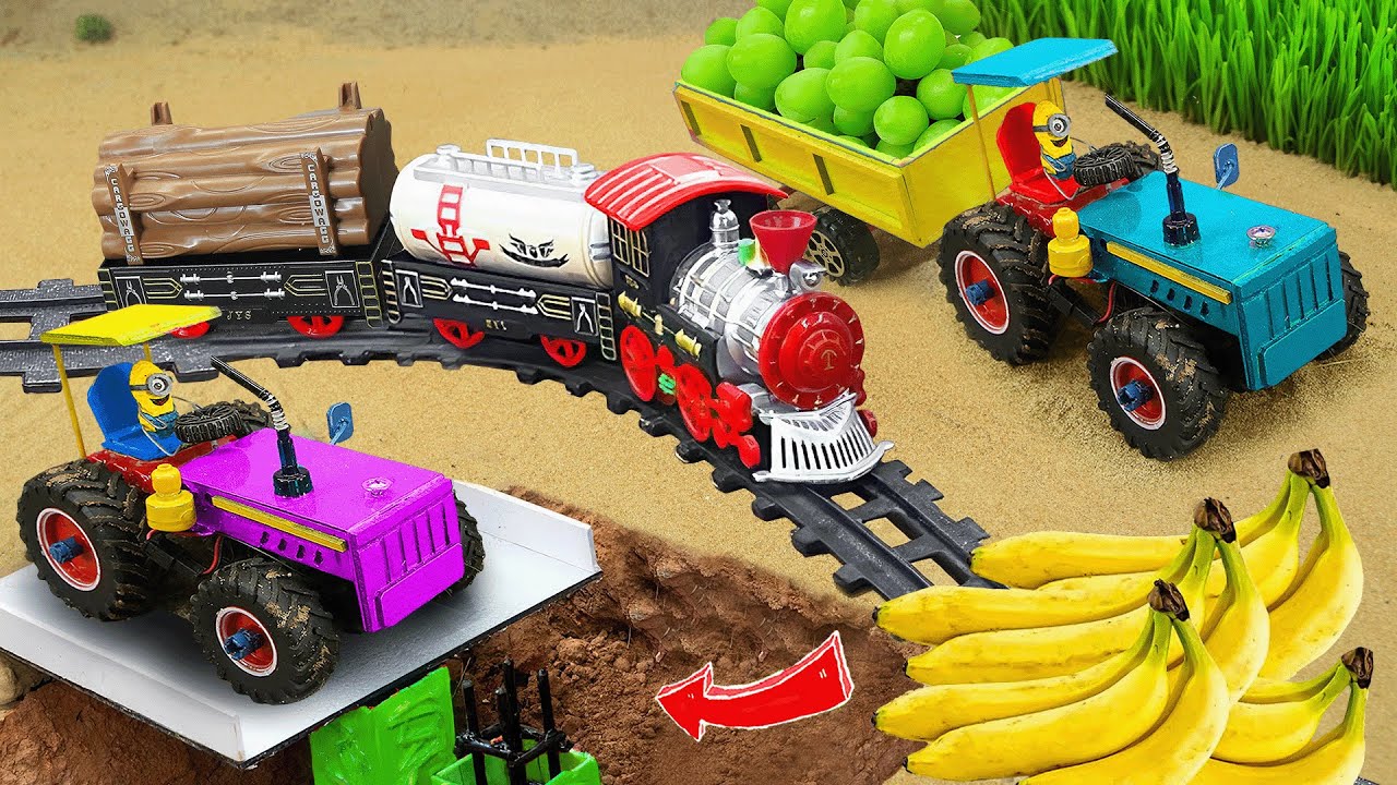 Diy tractor making bulldozer repair train railway | make roads to help ...