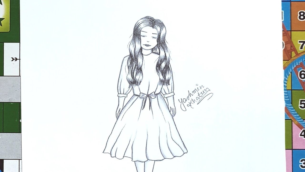 How to draw a girl with open hair | Pencil sketch for beginners ...