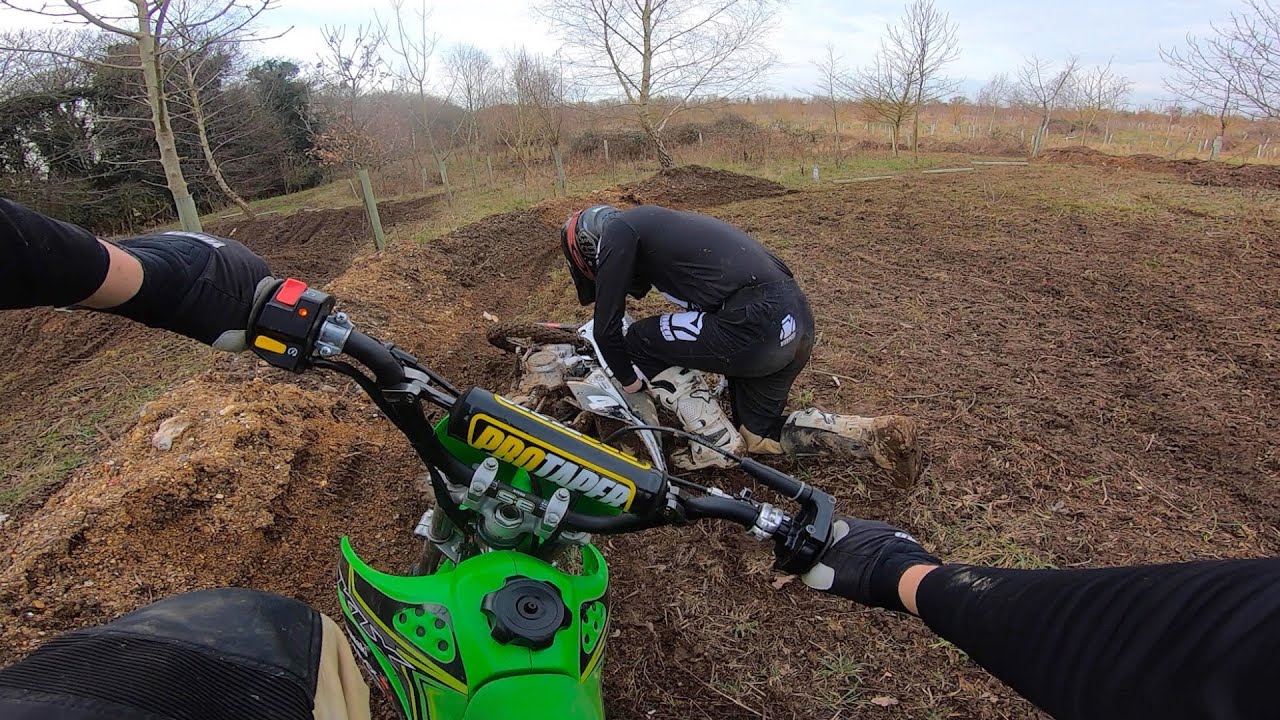 Racing On A New Backyard Pit Bike Track On A Klx 110 & 110L - YouTube
