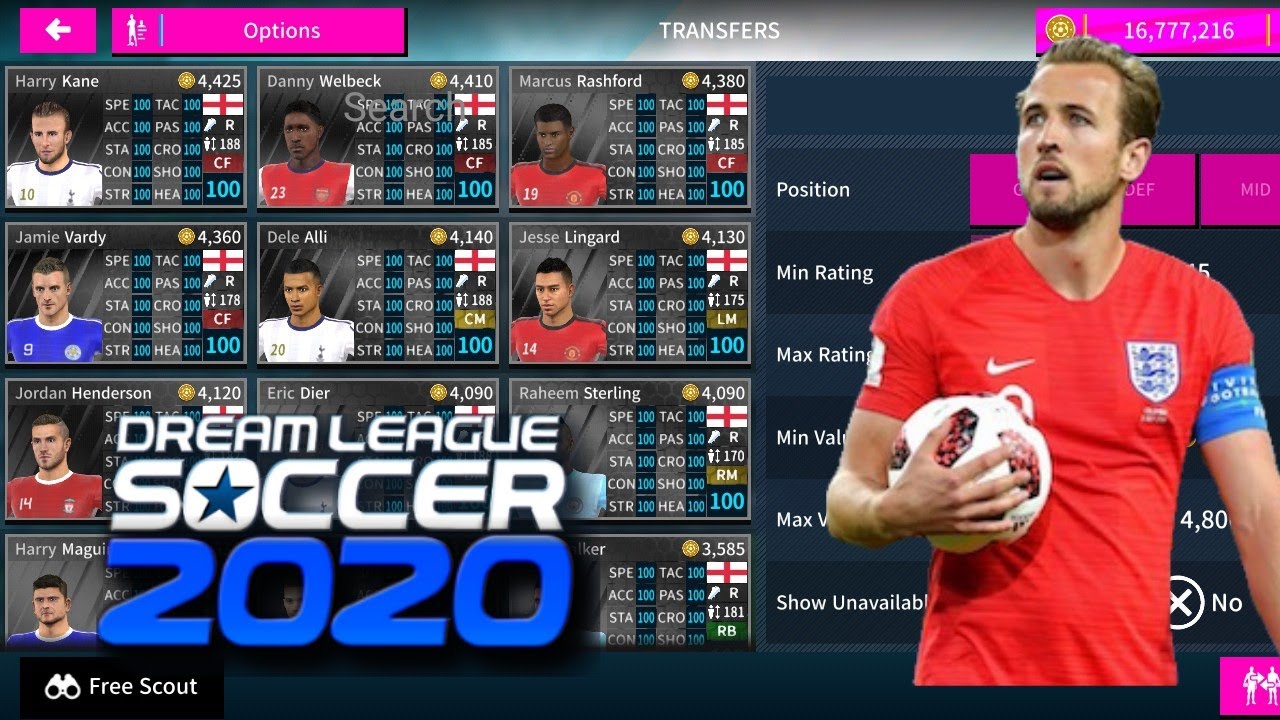 Add the England national team to Dream League Soccer 2019 game - YouTube