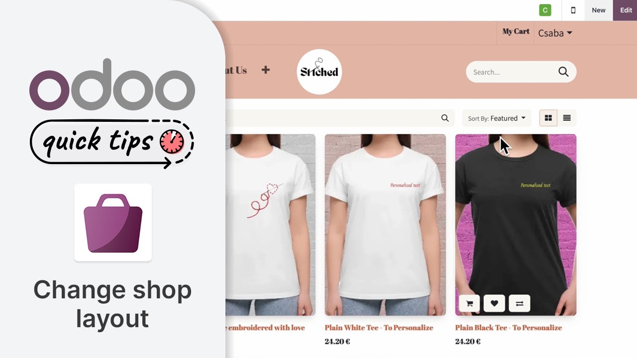 Odoo Quick Tips - Change the layout of the shop page [eCommerce] - YouTube