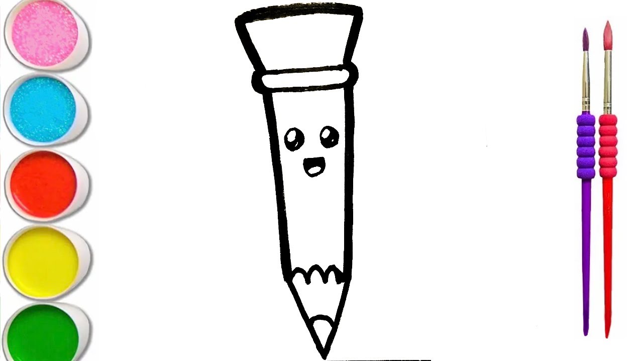 How to Draw a Cute Pencil | Coloring & Painting for Kids & Toddlers ...