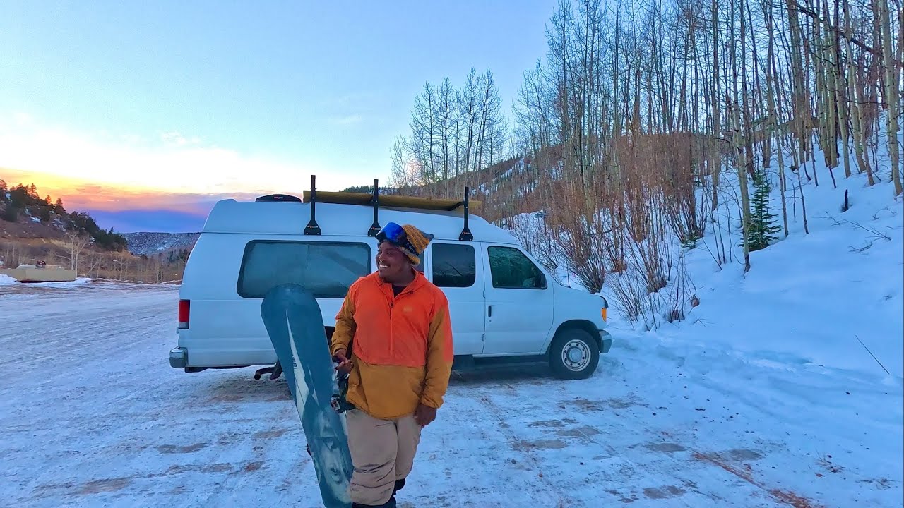 Van life: Winter Camping & Snowboarding in Colorado - YouTube
