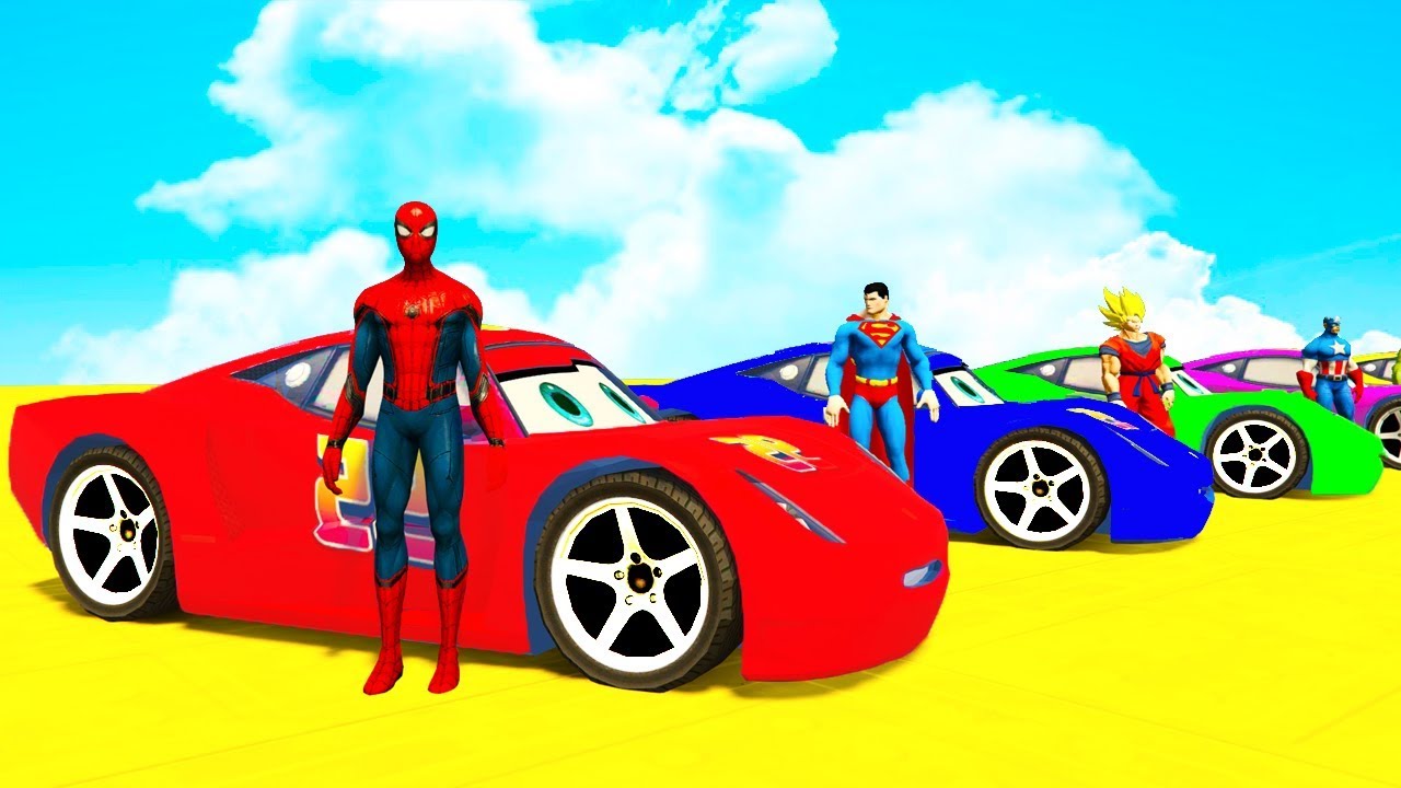 LEARN COLORS MCQUEEN and TOW TRUCK in Superhero Cartoon for Kids ...
