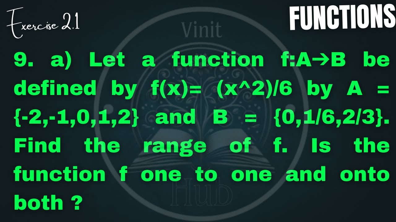 Class 11, Ex 2.1 - Qn 9. a) Let a function f:A B be defined by f(x)= (x^2)/6 by ...