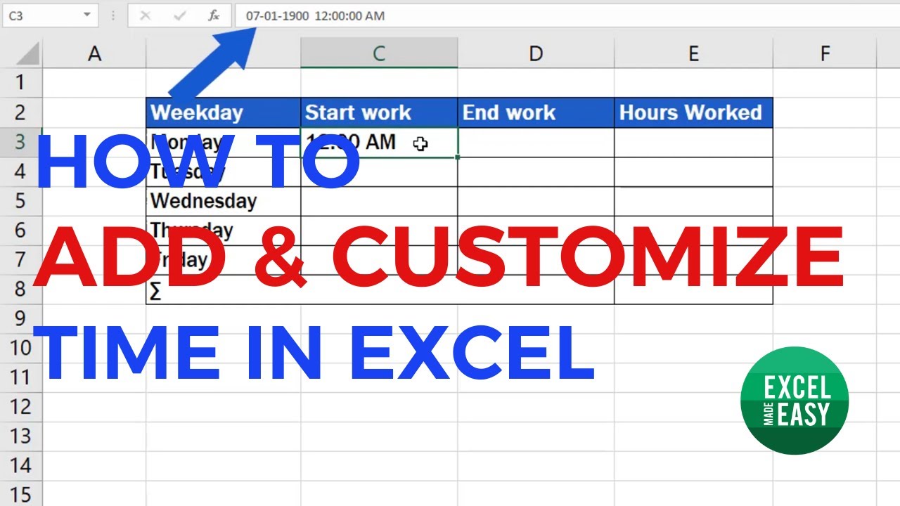 How to Add and Customize Time in Excel: Tips for Formatting - YouTube