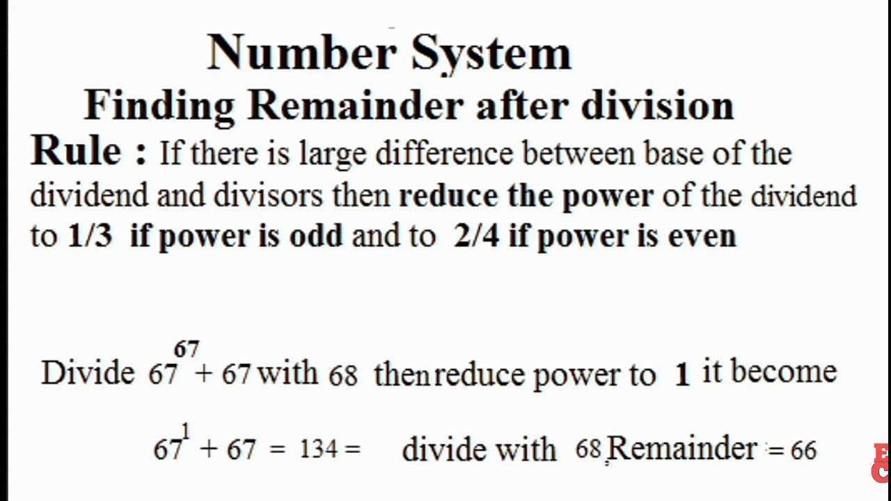 Finding Remainder After Division By Shortcut Finding Remainder Number Finding Remainder After Division By Shortcut Finding Remainder Number