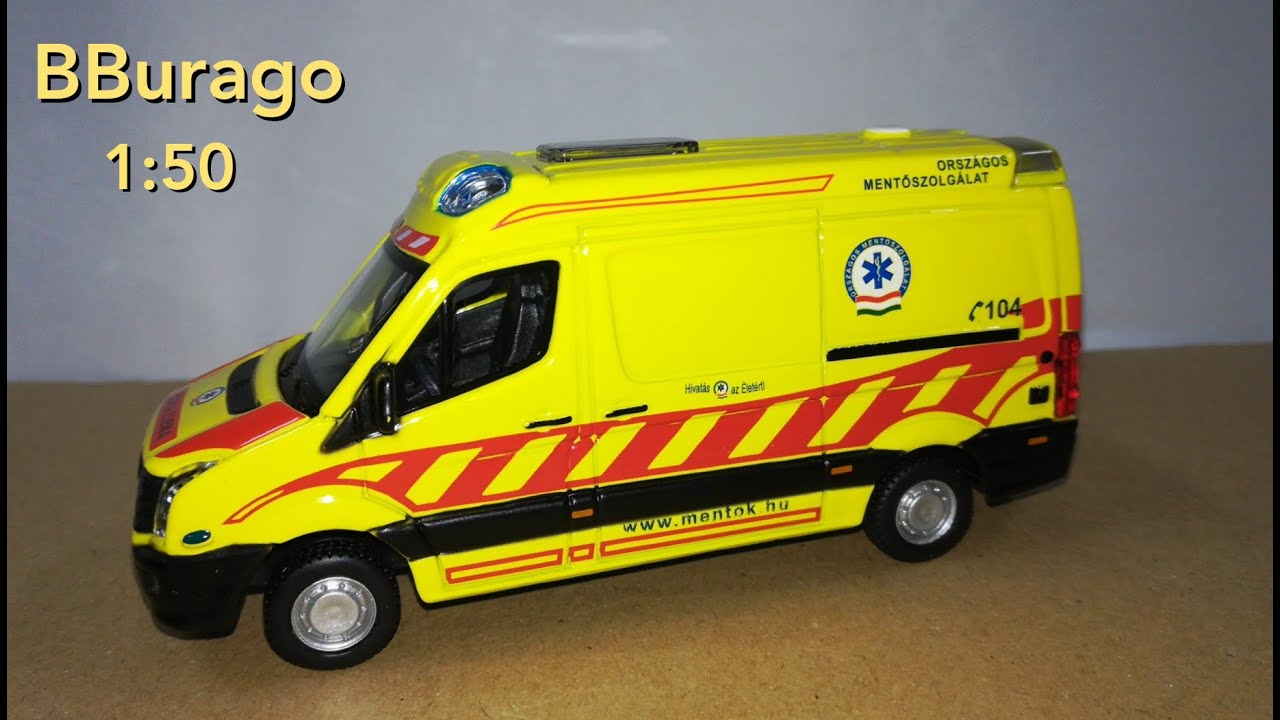 Bburago - Volkswagen Crafter- Magyar mentő /Hungarian Ambulance Car ...