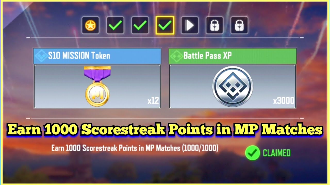 Call Of Duty Mobile Earn 1000 Scorestreak Points in MP Matches Task ...