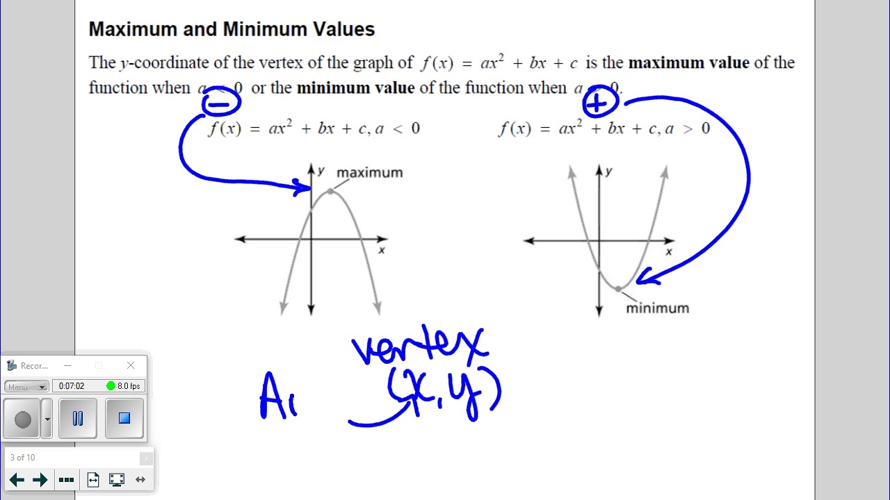 8 3 Graphing F x Ax2 bx c YouTube