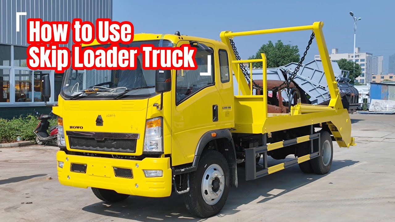 How to Operate Swing Arm Garbage Container Truck Sinotruk HOWO 4 CBM ...