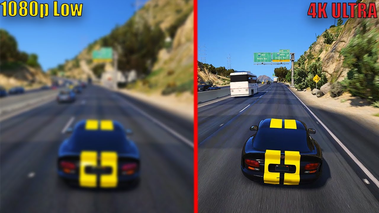 Gta 5 1080p Low Setting vs 4k Ultar Setting Graphics Comparison - YouTube