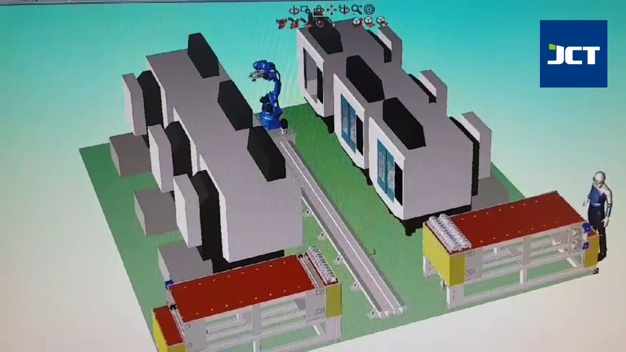 YASKAWA ROBOT Motosim MCT 가공자동화 - YouTube