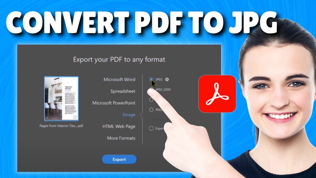 How to convert pdf to jpg using Adobe acrobat - YouTube